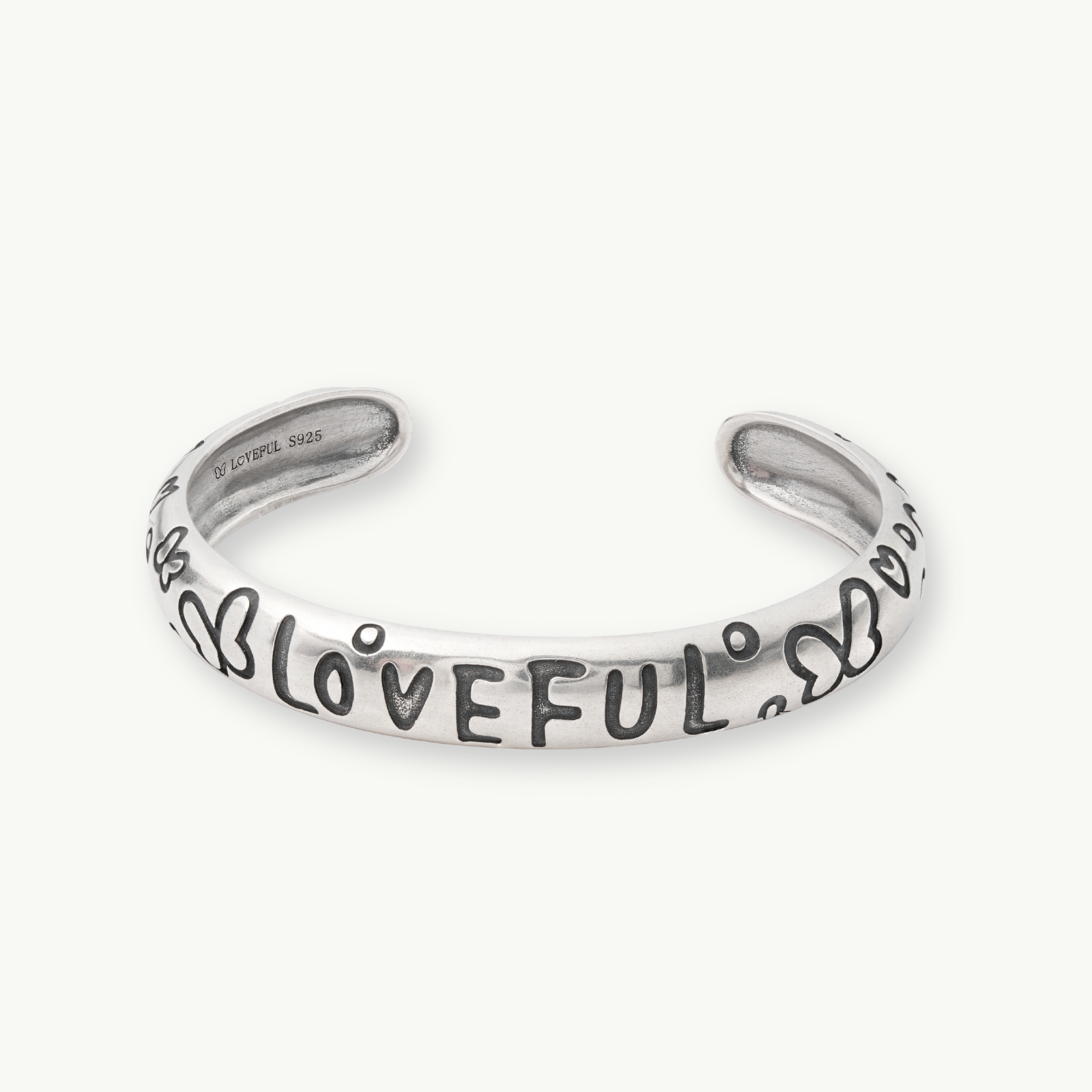 Matte silver bracelet, classic retro arc shape - LOVEFUL.AI